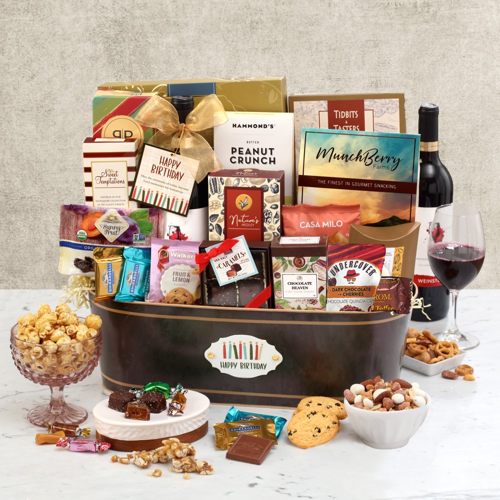 Buy our birthday signature wine gift basket at broadwaybasketeers.com