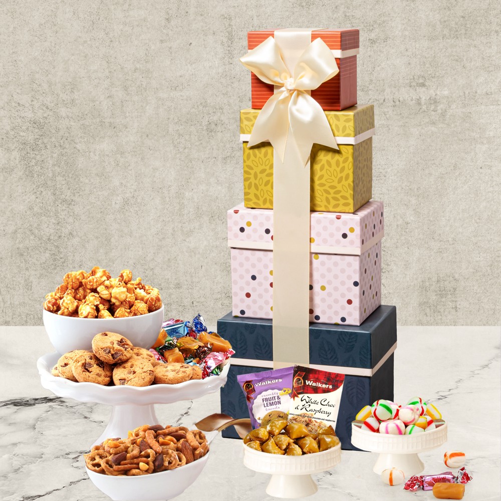 Buy our delightful sweets gift tower at broadwaybasketeers.com