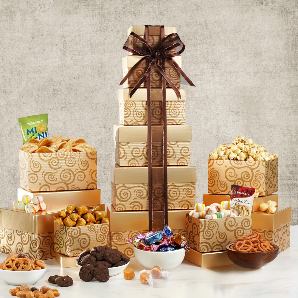 Buy our deluxe festive gift tower at broadwaybasketeers.com
