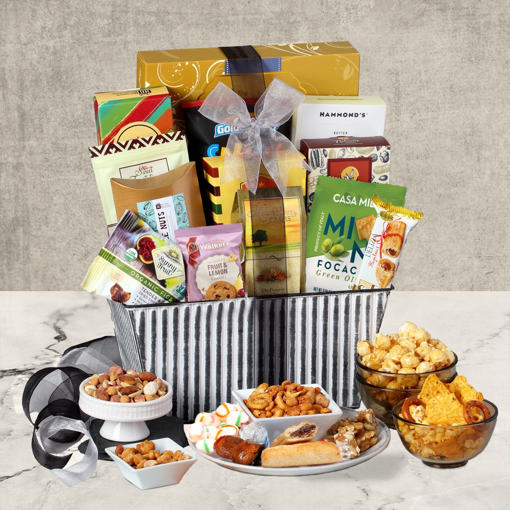 Buy our deluxe striped gift basket at broadwaybasketeers.com