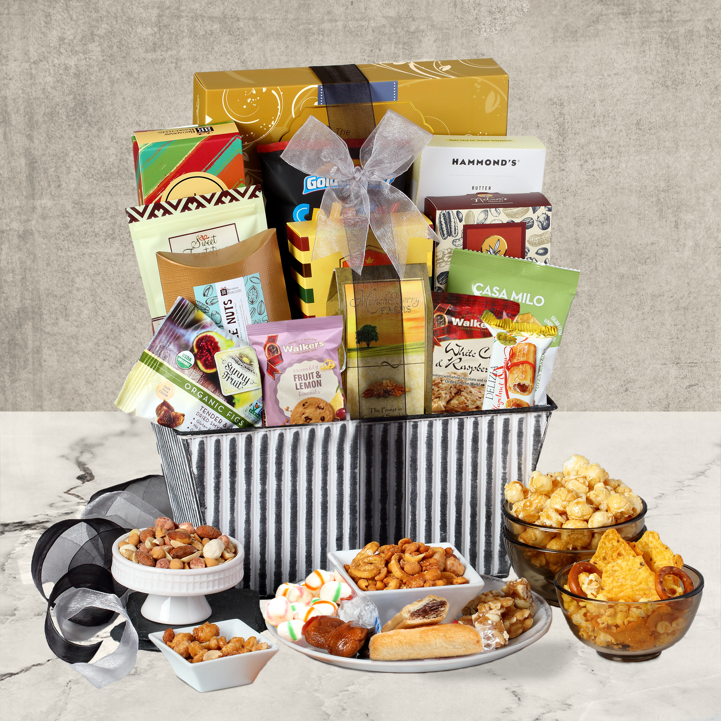 Deluxe Striped Gift Basket by BroadwayBasketeers.com