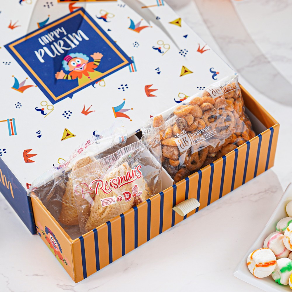 Buy our fun filled purim gift box at broadwaybasketeers.com