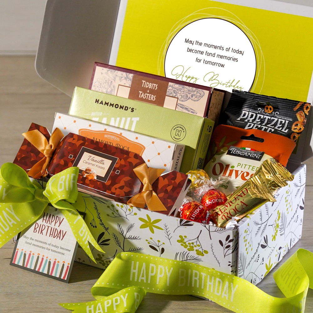 Buy our gourmet birthday delight gift box at broadwaybasketeers.com