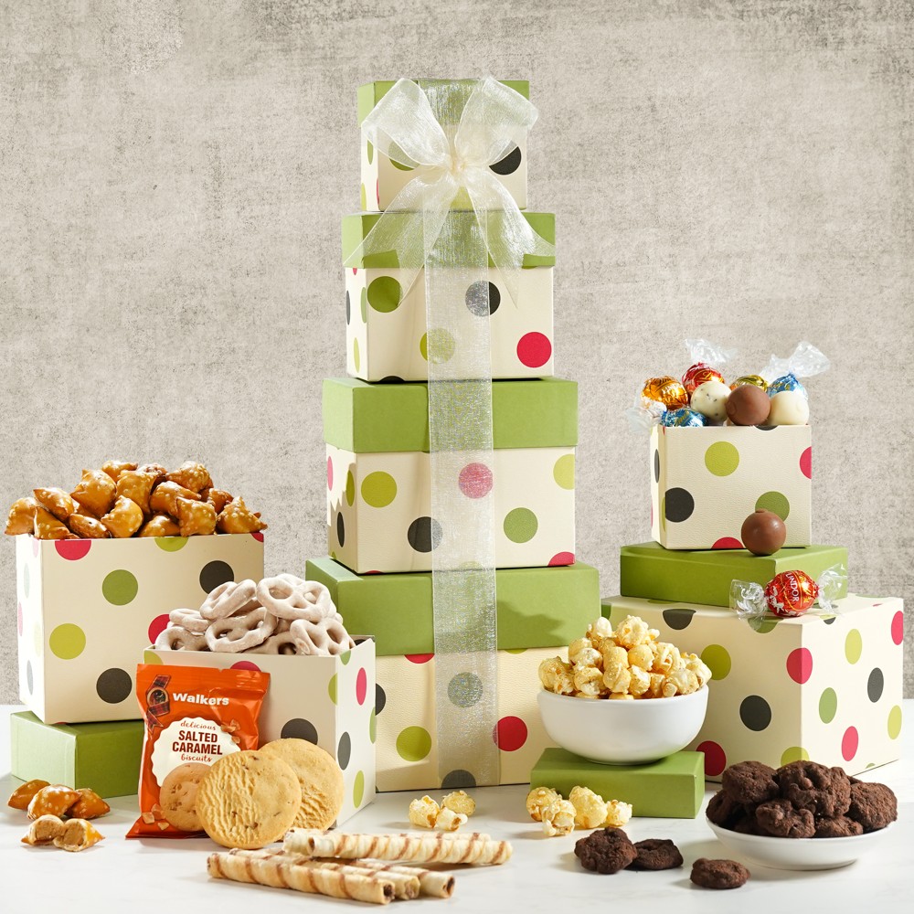 Buy our gourmet celebration gift tower at broadwaybasketeers.com