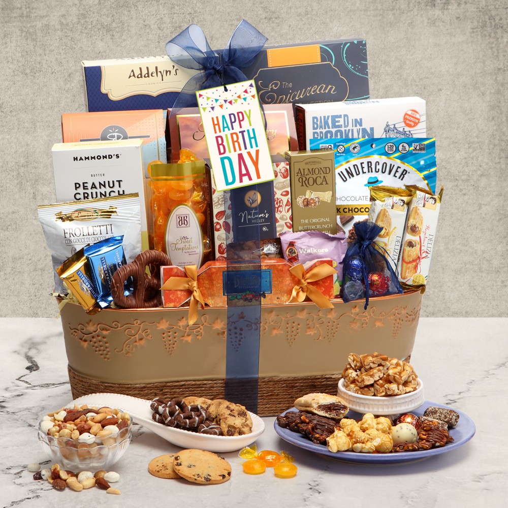 Buy our gourmet sweets birthday gift basket at broadwaybasketeers.com