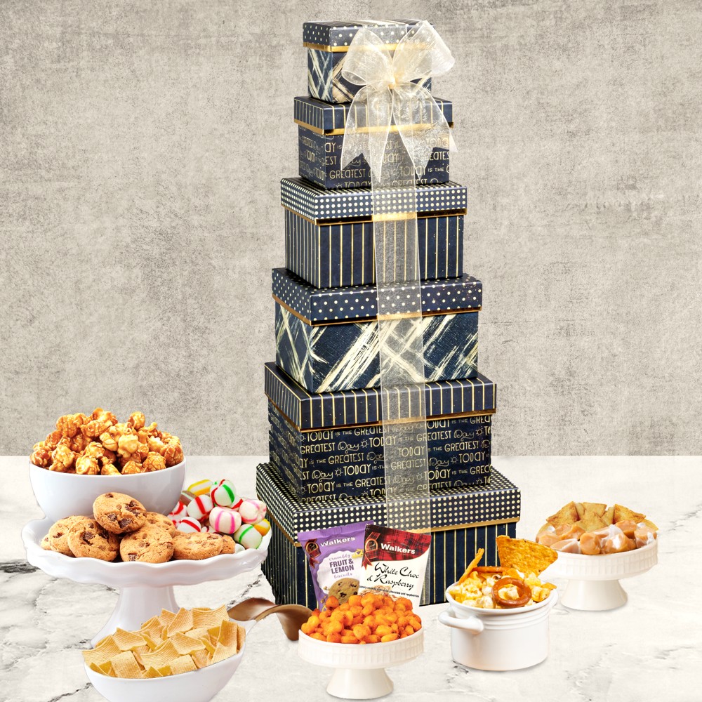 Buy our royal heights gift tower at broadwaybasketeers.com
