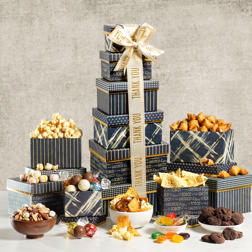 Buy our thank you royal heights gift tower at broadwaybasketeers.com