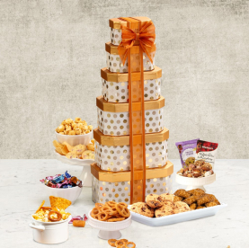 Buy our assorted sweets and snacks gift tower at broadwaybasketeers.com