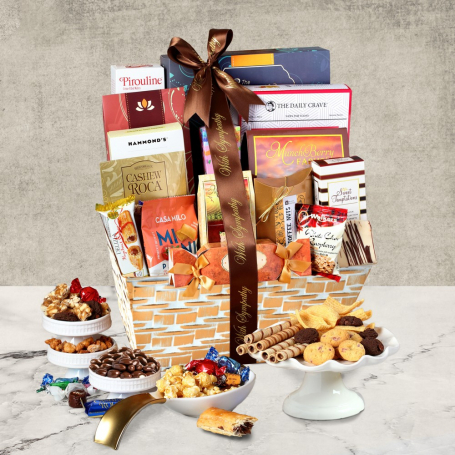 Buy our condolence gift basket at broadwaybasketeers.com