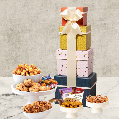 Buy our delightful sweets gift tower at broadwaybasketeers.com