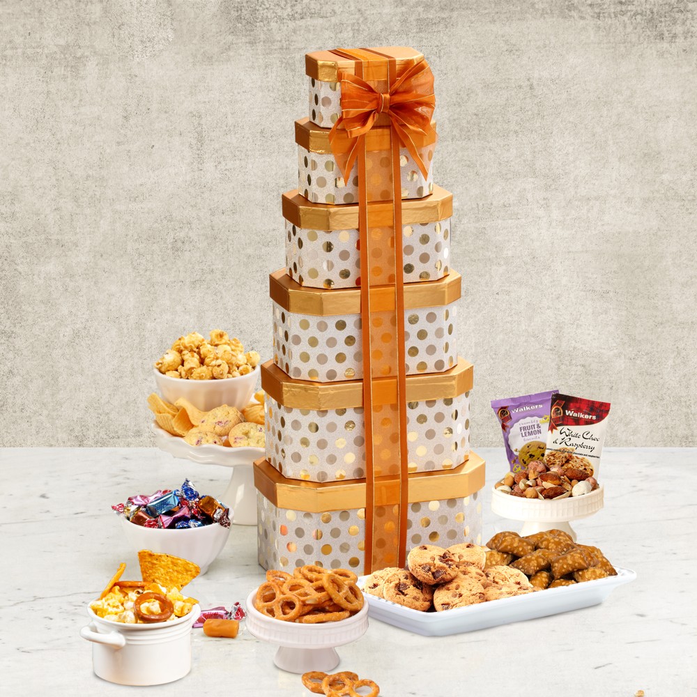 Buy our towering heights holiday gift tower at broadwaybasketeers.com