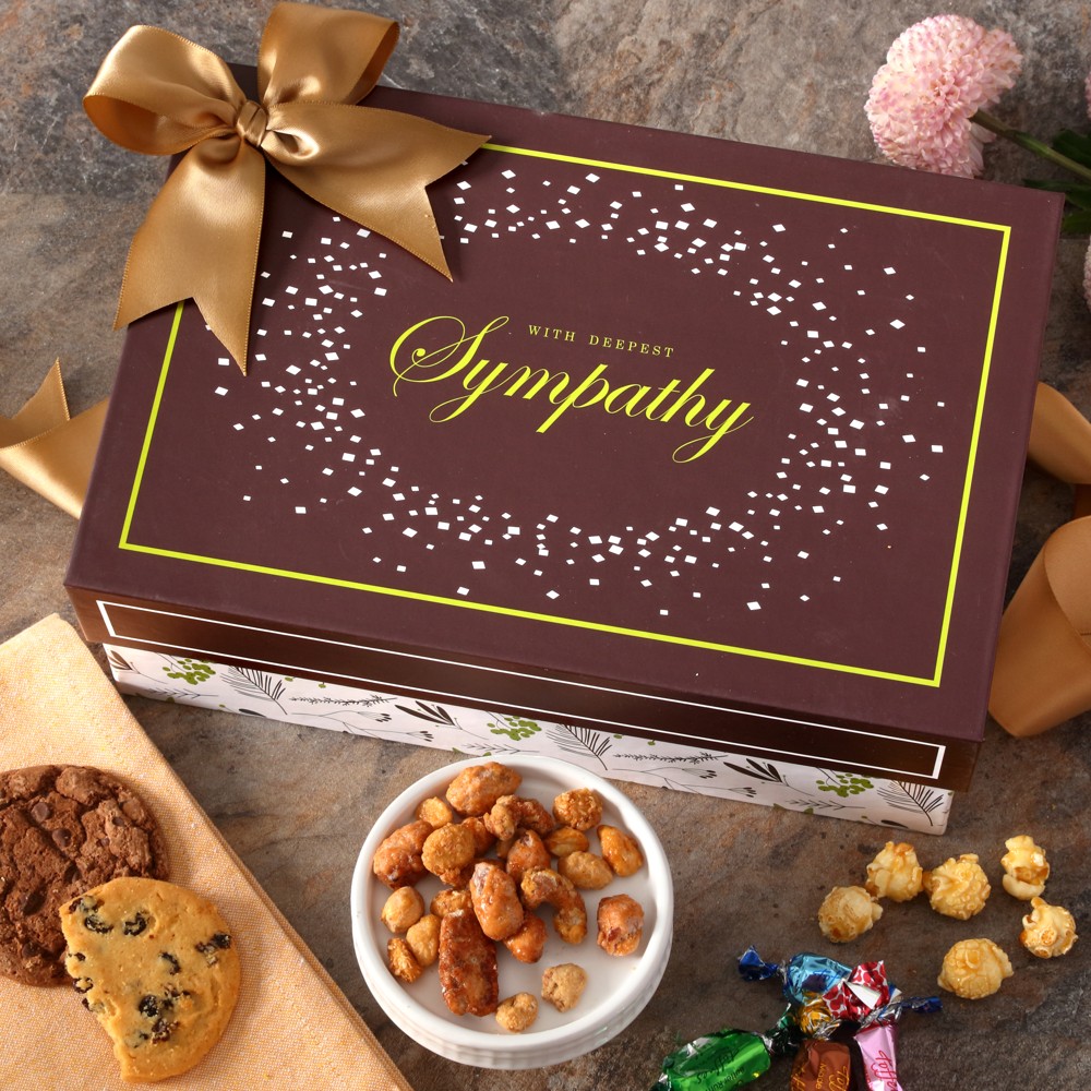 Buy our with sympathy snack box at broadwaybasketeers.com